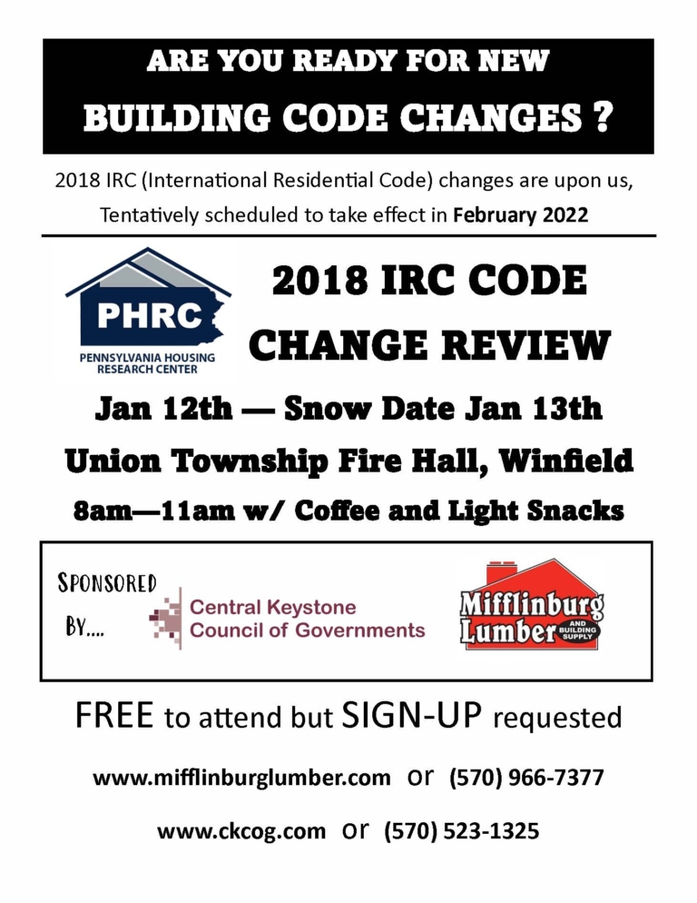 2018 IRC Code Change Review – Central Keystone Council of Governments